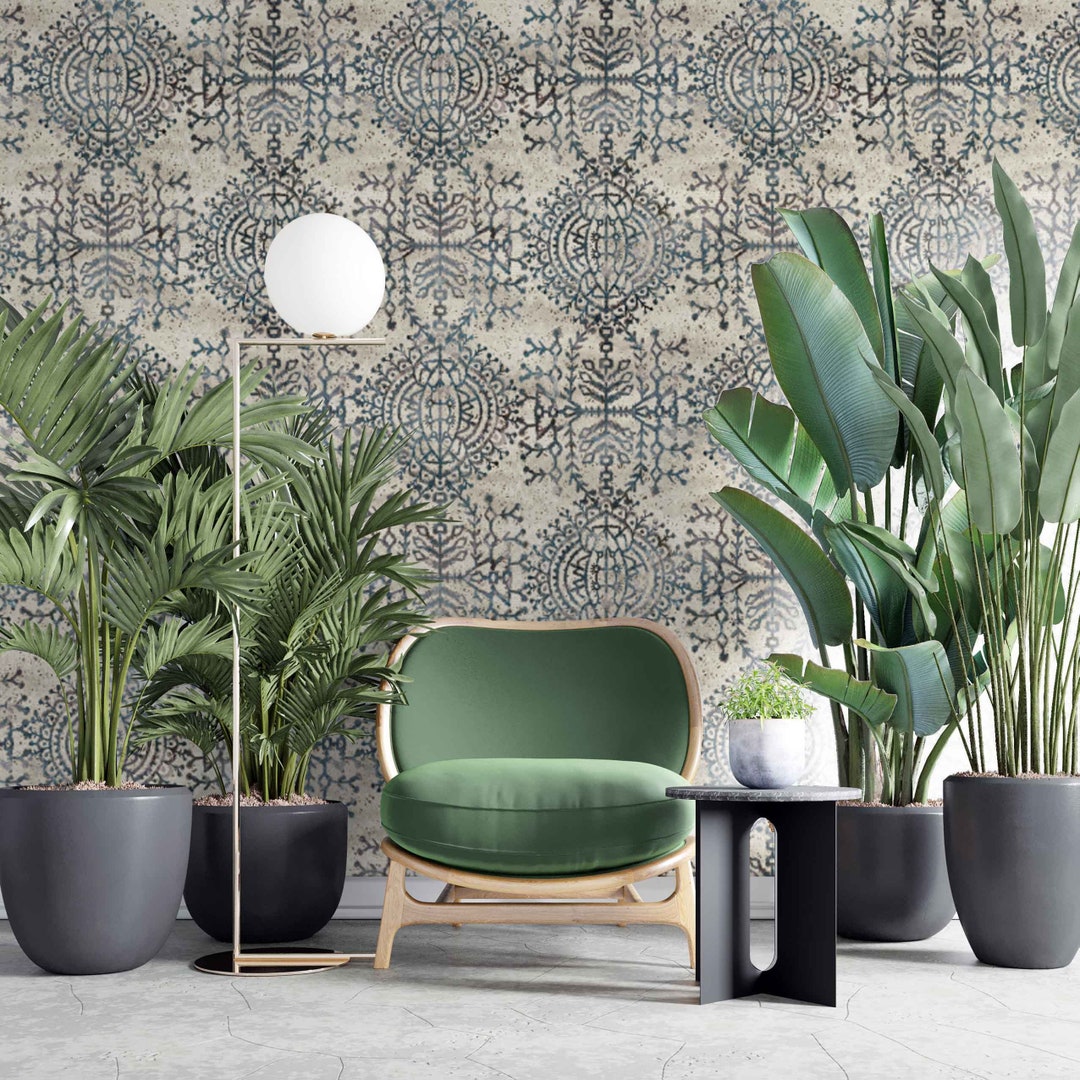 Damask Design Removable Wallpaper Baroque Style Vintage - Etsy