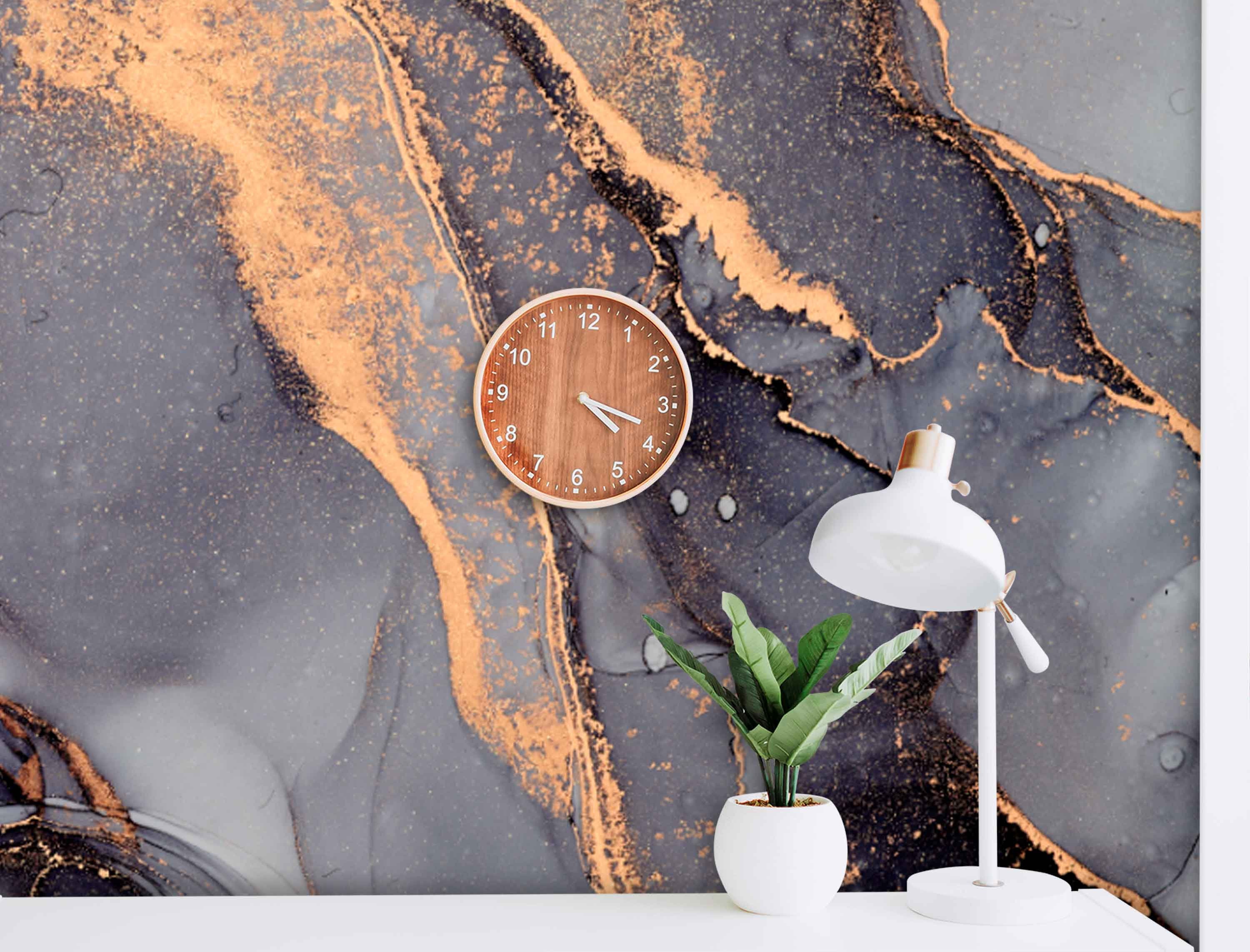 Dark Grey& Gold Marble Removable Mural Self-adhesive Large Wallpaper ...