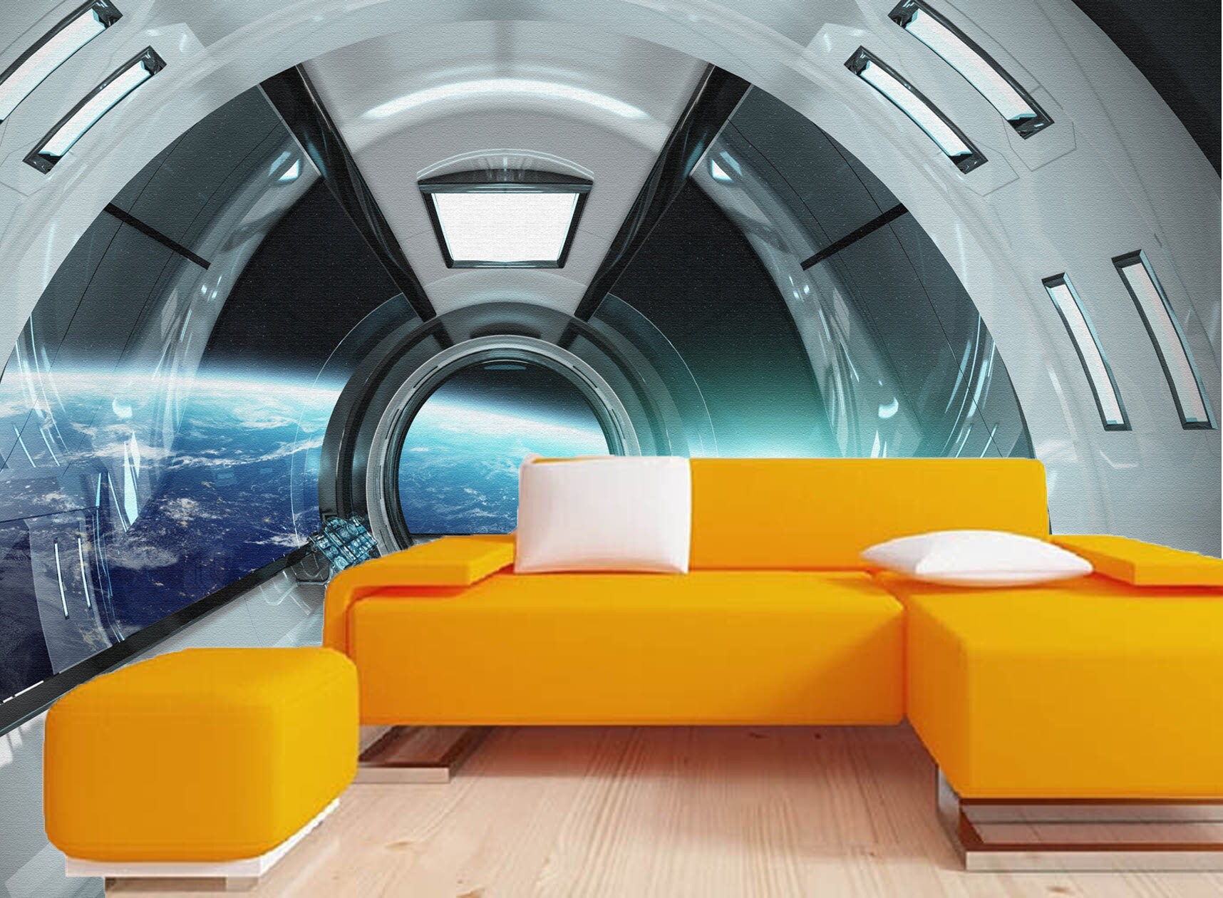 Wall Mural Sci-fi Photo Art Futuristic Spaceship Removable Wallpaper ...