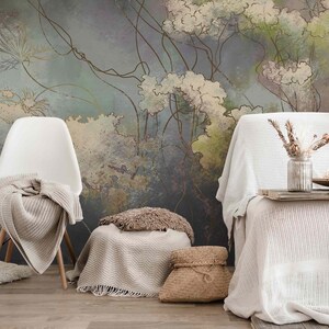 Abstract Meadow Grass Watercolor Wallpaper Rural Peel and Stick ...