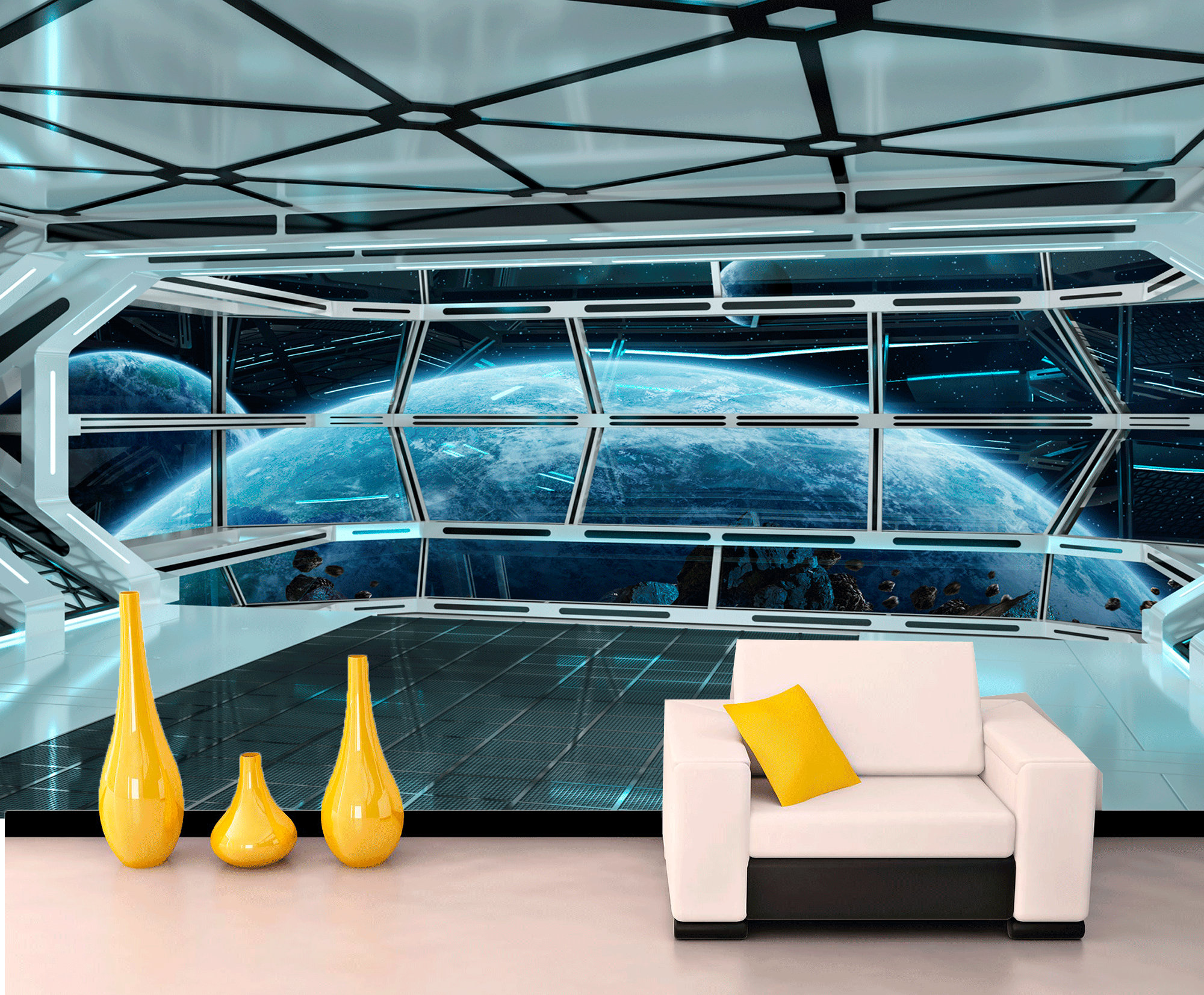 Wall mural sci-fi photo art Wall mural futuristic spaceship | Etsy