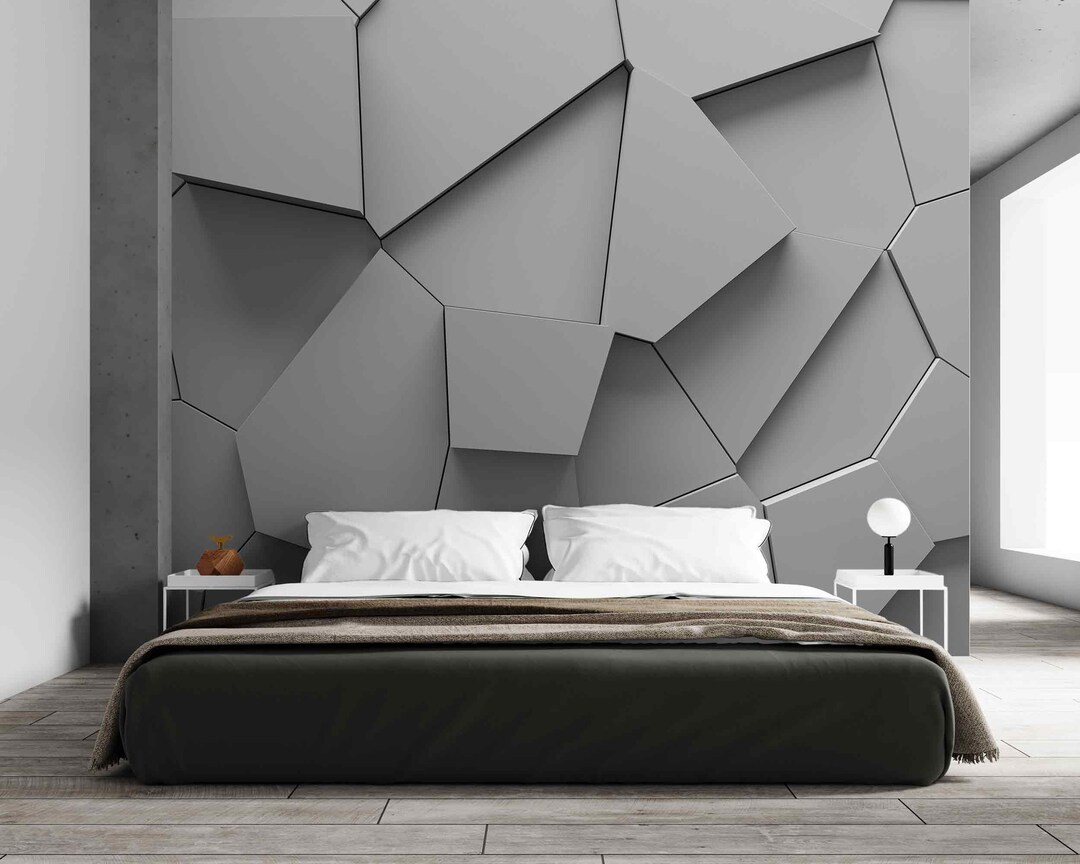 Gray Concrete Blocks Mural on the Wall,abstract Removable Wallpaper ...