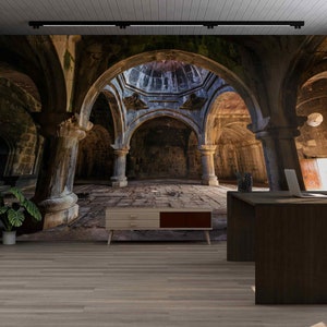 Dark Old Castle Interior Wallpaper, Accent Wall Art, Ancient Castle ...