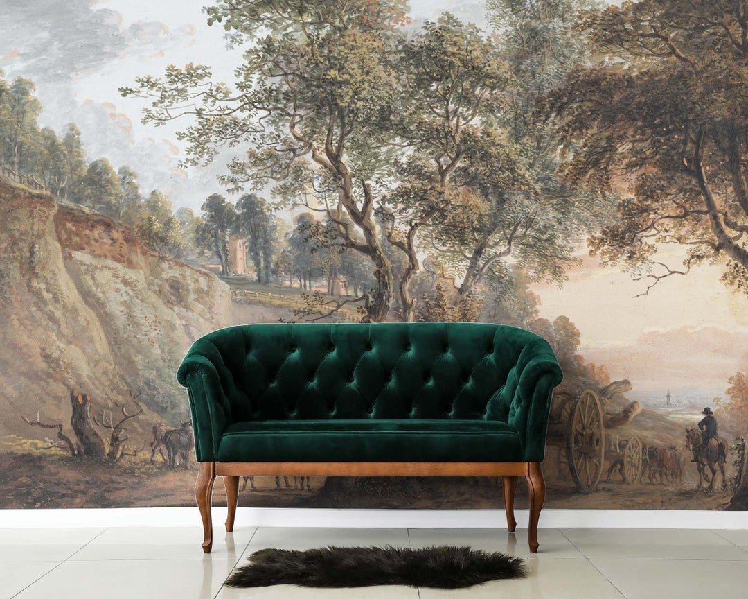 Rural Landscape Peel and Stick Victorian Countryside Nature Vintage ...