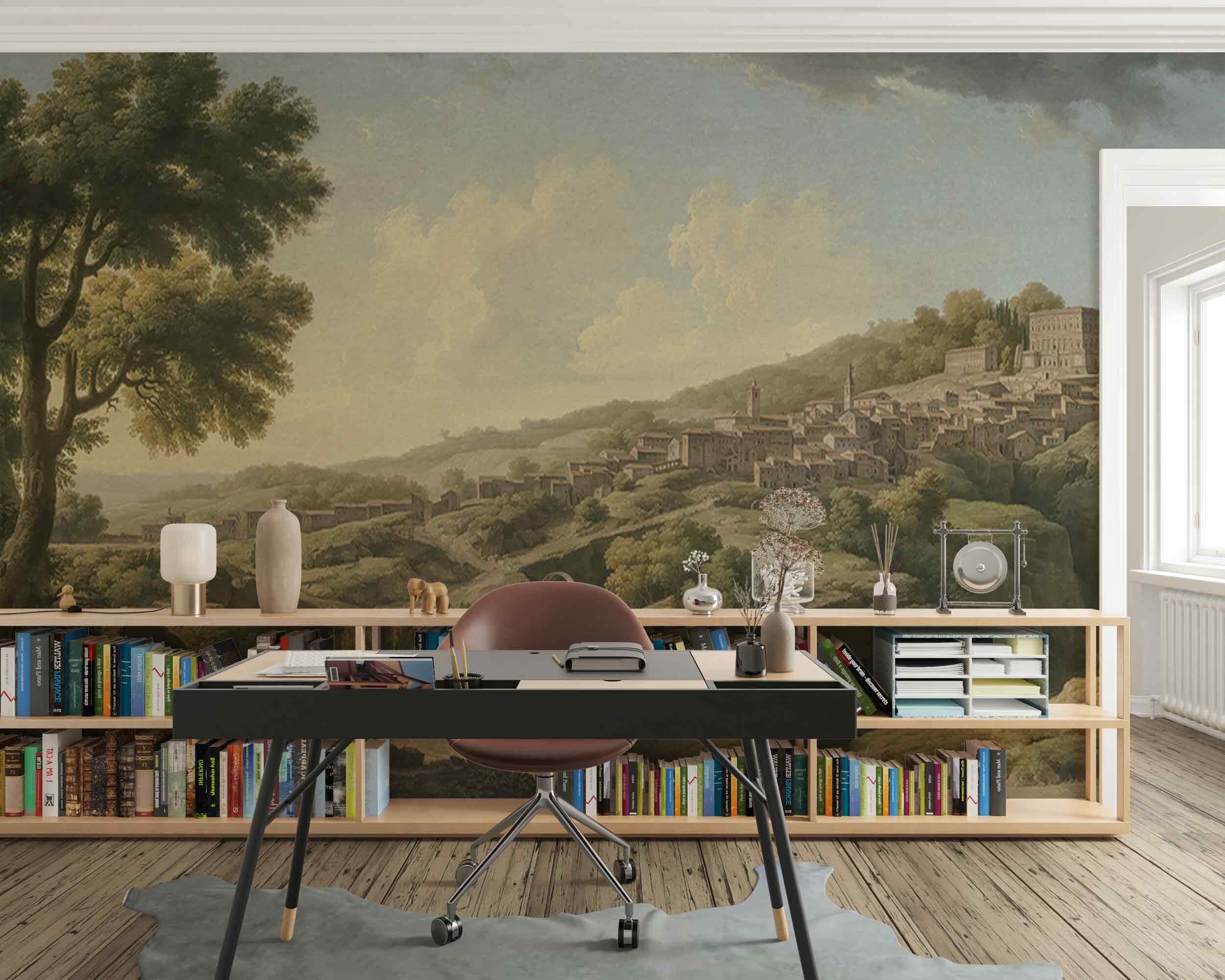 Vintage Landscape, Ancient City Mural, Nature Wallpaper, Big Tree Mural ...