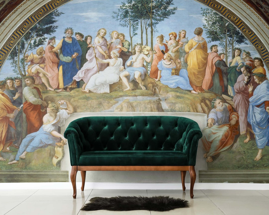 The Parnassus by Raphael 1509 Antique Fresco Reproduction Wall Mural ...