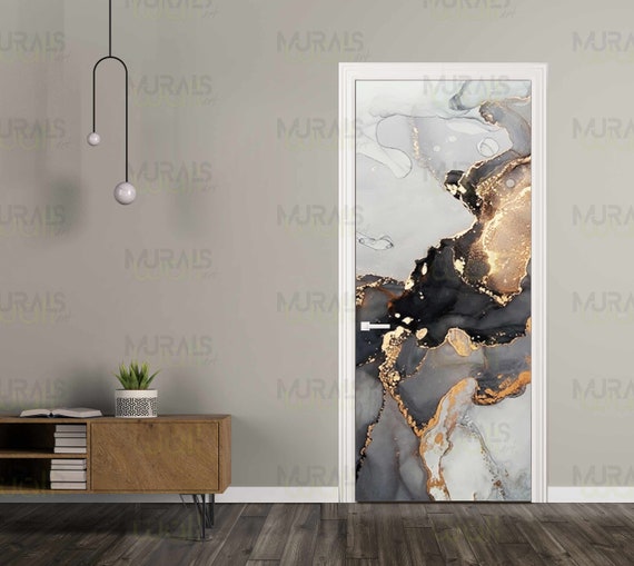 Black Gold Marble Sticker Door Marble Wall Art Self-adhesive | Etsy
