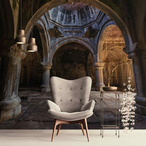 Dark Old Castle Interior Wallpaper, Accent Wall Art, Ancient Castle ...