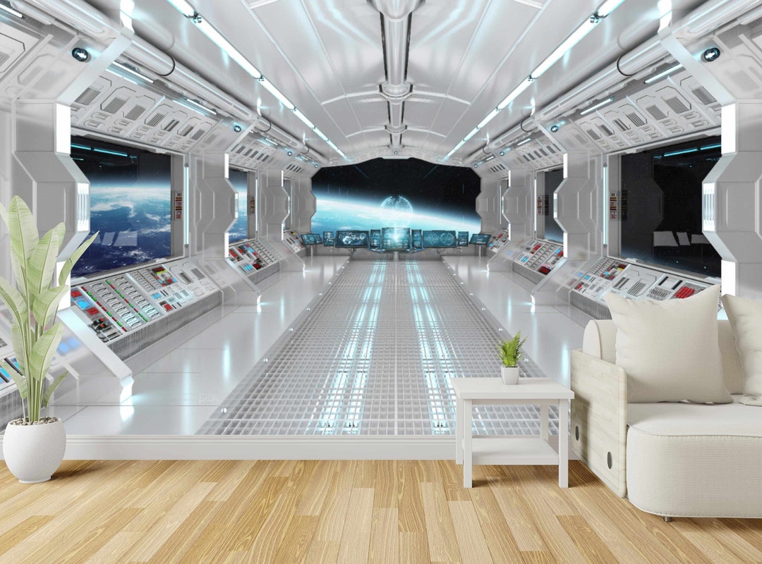 Photo Art Lage Decor Sci-fi Wall Mural Fantastic Spaceship Removable ...