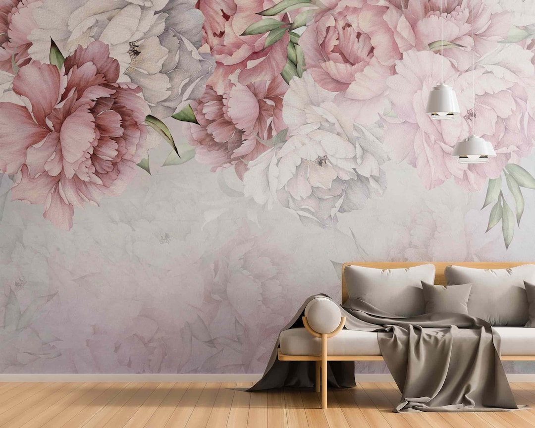 Vintage Flowers Mural Wallpaper Extra Large Wall Mural Floral ...