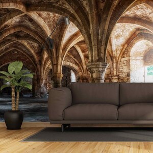 Ancient Castle Interior Printed Wallpaper Custom Wall Mural With ...