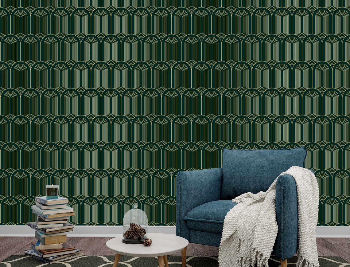 Art Deco Arch Pattern Geometric Arches Wallpaper Minimal Design Wall ...