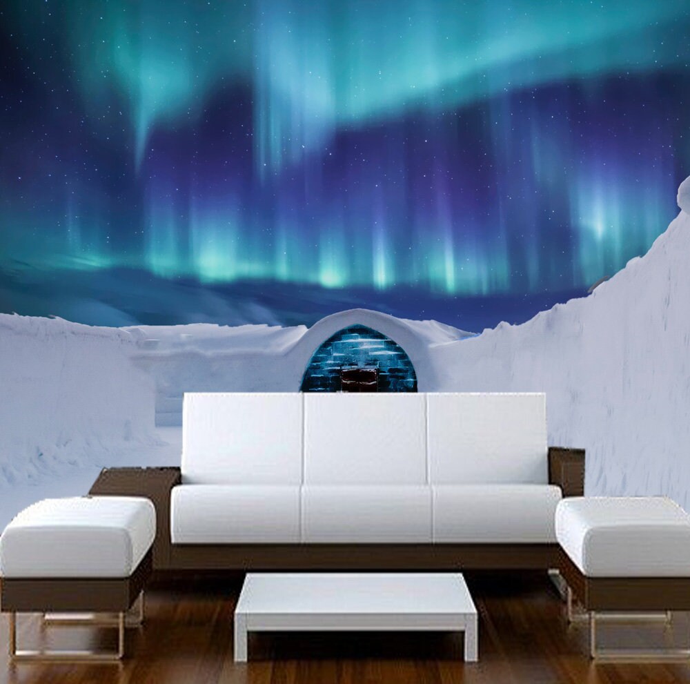 Northern Lights Wall Decal Eskimo Winter Dwelling Removable - Etsy