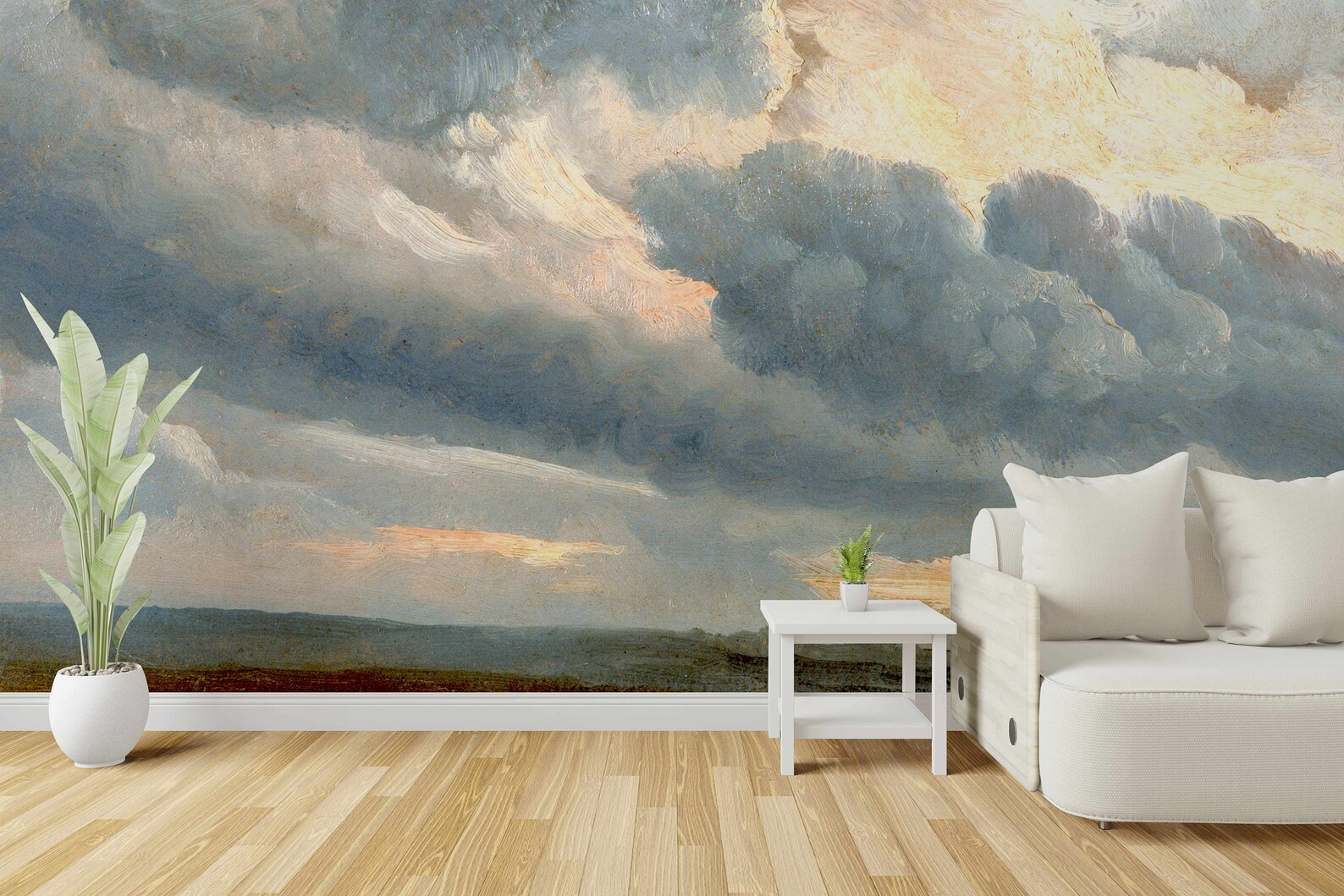 Vintage Style Clouds Removable Wallpaper Rural Painting Wall - Etsy