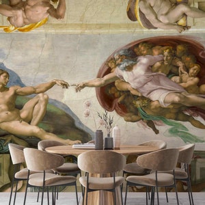 The Creation of Adam Sistine Chapel Ceiling Fresco Wallpaper ...