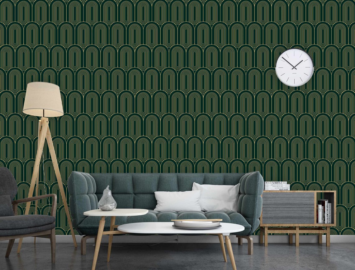Art Deco Arch Pattern Geometric Arches Wallpaper Minimal | Etsy