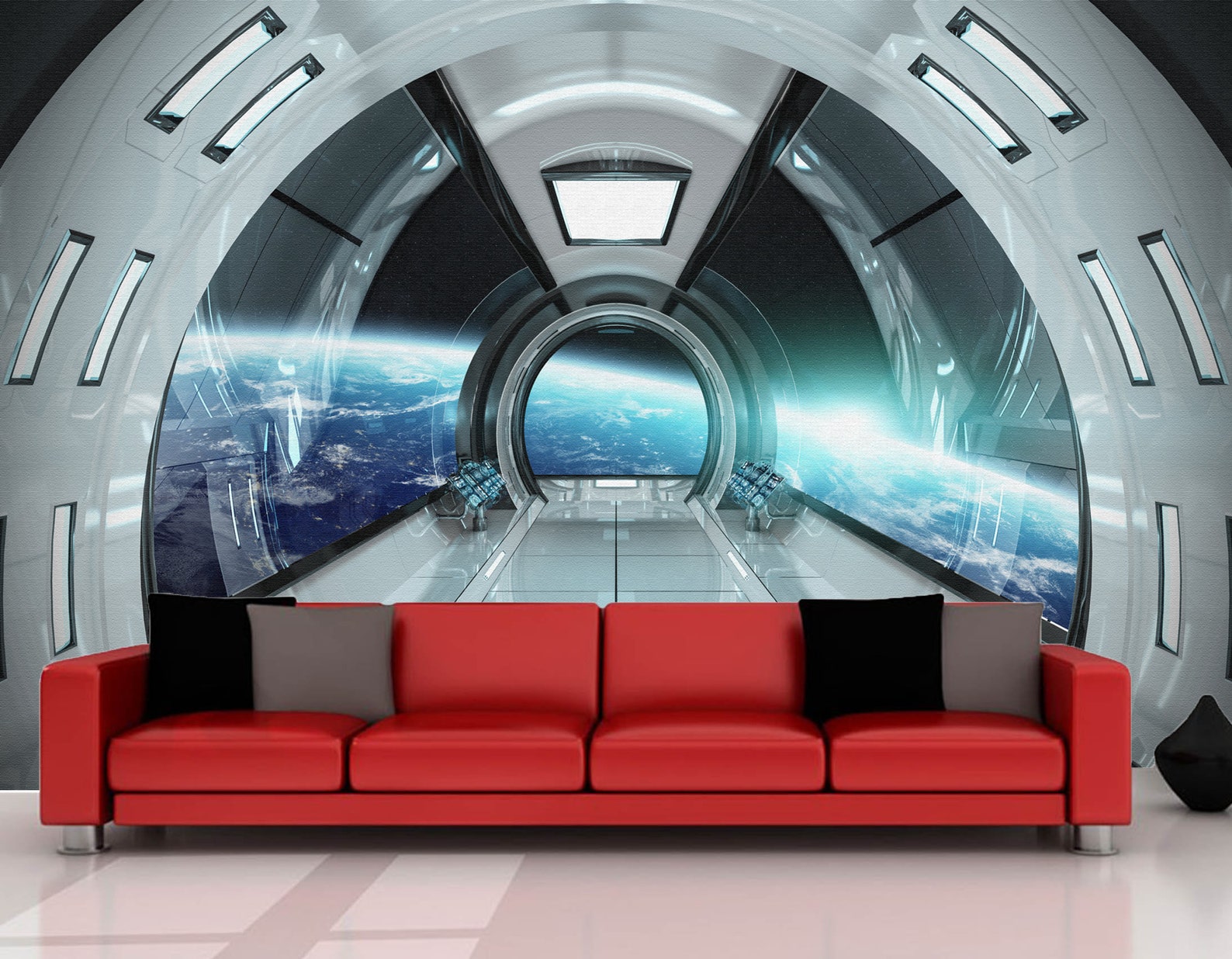 Wall Mural Sci-fi Photo Art Futuristic Spaceship Removable Wallpaper ...