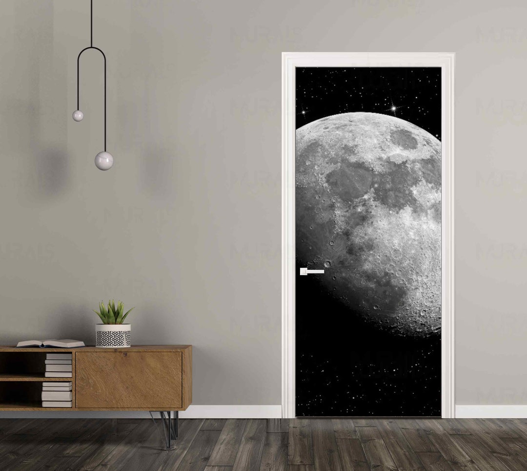 Large Moon Door Sticker Sci-fi Decal for Front Door Peel & Stick Space ...