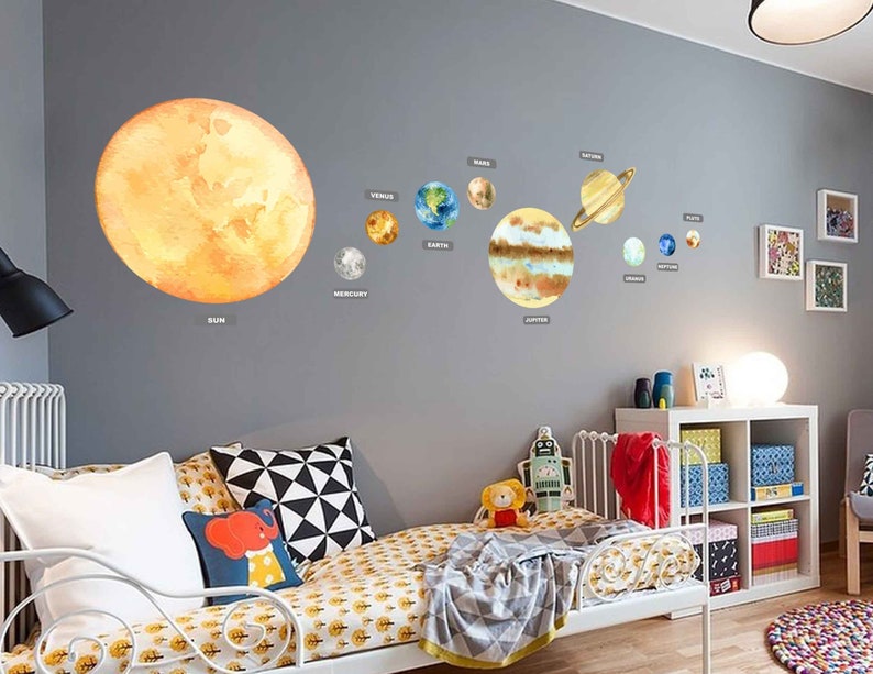 Solar System Wall Decal Sun and Planets Wall Stickers Set Kids - Etsy