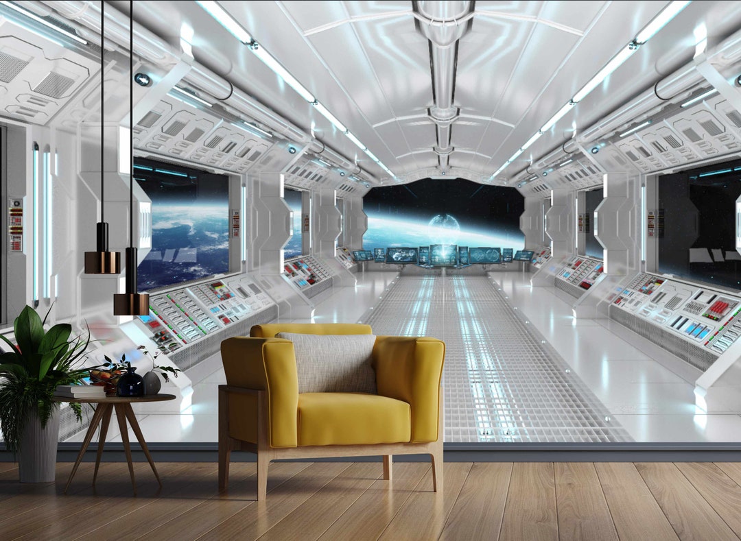 Photo Art Lage Decor Sci-fi Wall Mural Fantastic Spaceship Removable ...