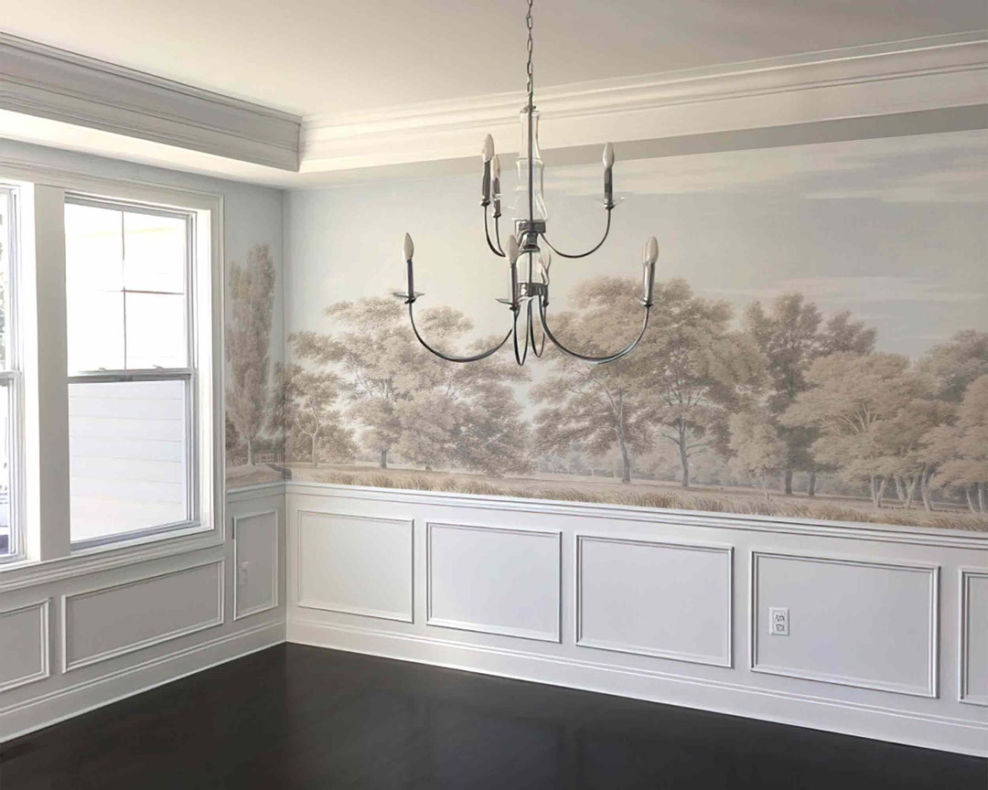 Light Beige Victorian Style Tree Nature Vintage Wallpaper Painting ...