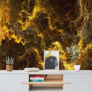 Dark Brown & Gold Marble Wall Mural for Living Room Black - Etsy