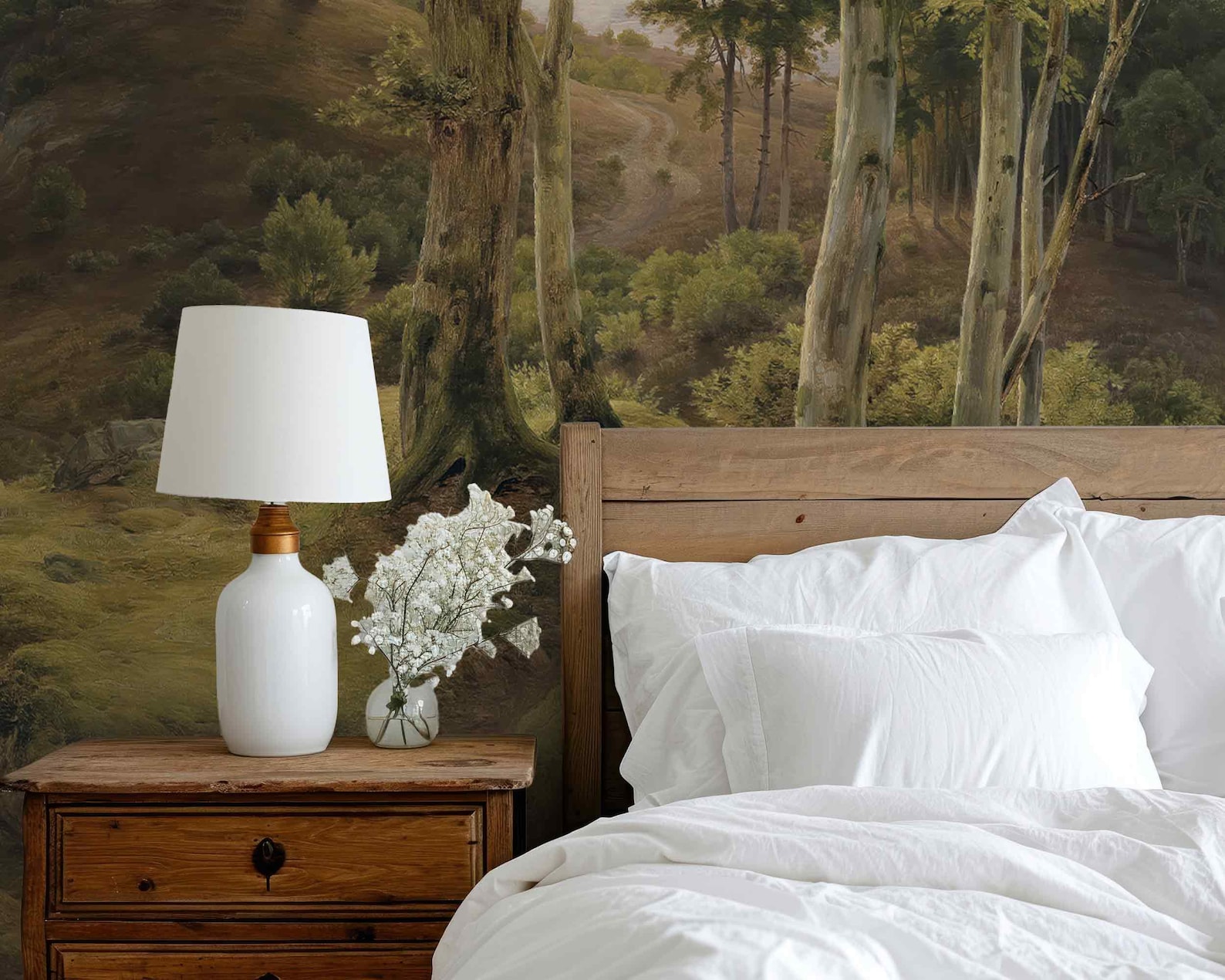 Vintage Forest Mountains Removable Wallpaper Retro Wall Mural Landscape ...