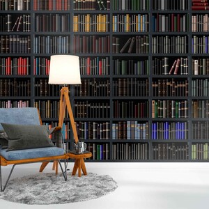 Vintage Books Library Mural Wallpaper Living Room Decor Old - Etsy