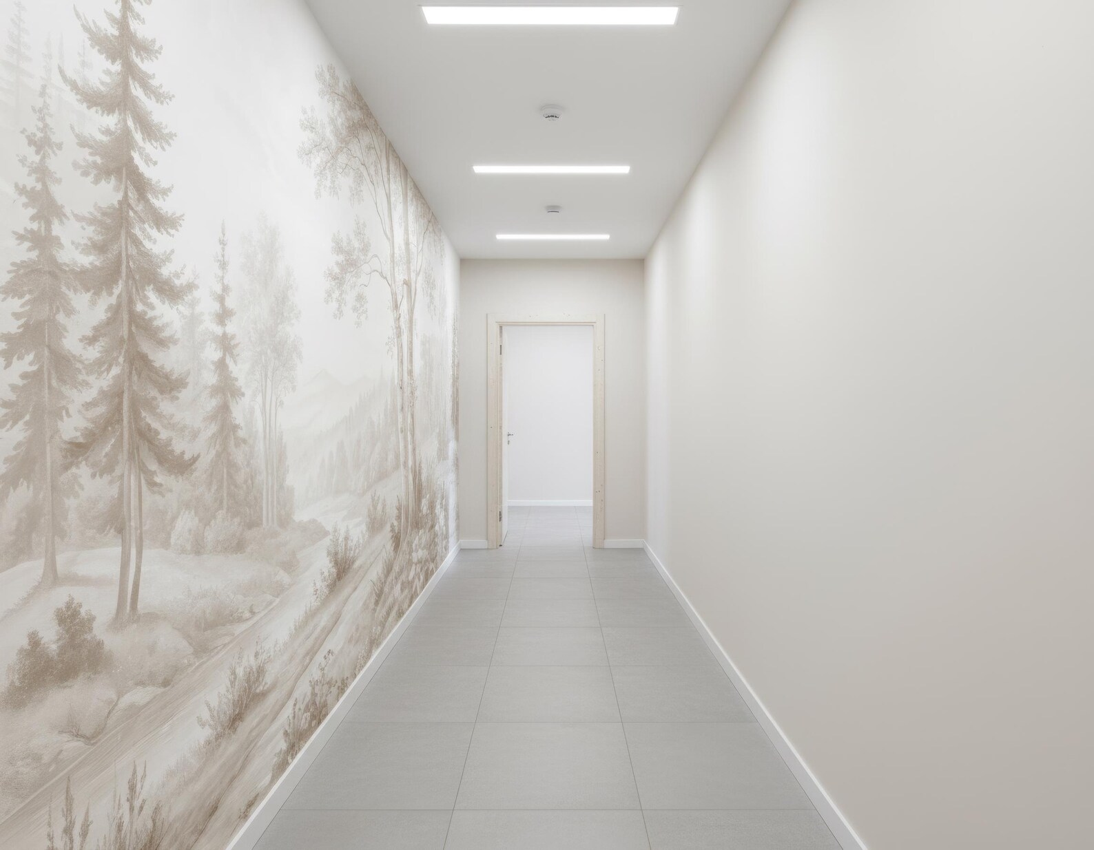 Neutral Forest Wallpaper Mural – Soft Nature Landscape Wall Art ...