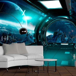 Wall Mural Sci-fi Photo Art Wall Mural Futuristic Spaceship Fantastic ...