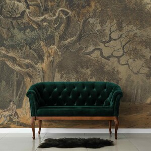 Vintage Oak Tree Wall Mural Large Tree Art Print Antique Woodland ...