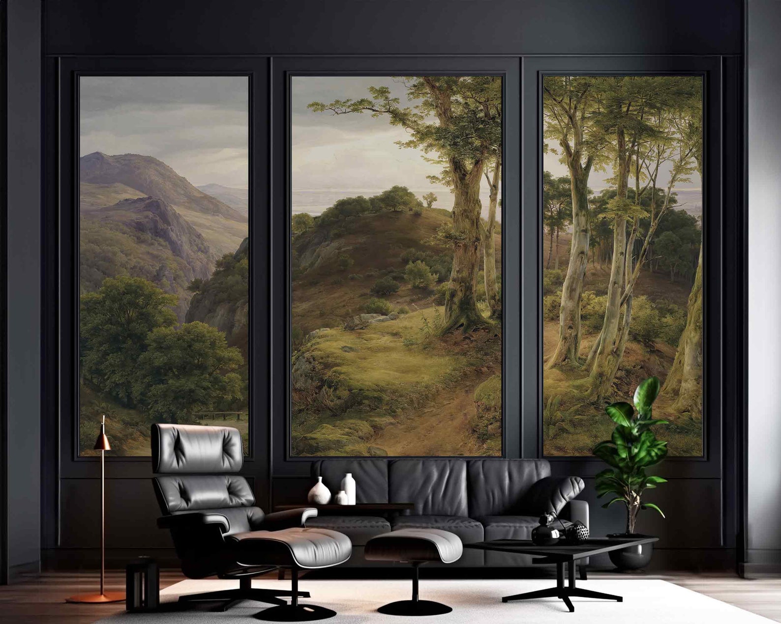 Vintage Forest Mountains Removable Wallpaper Retro Wall Mural Landscape ...