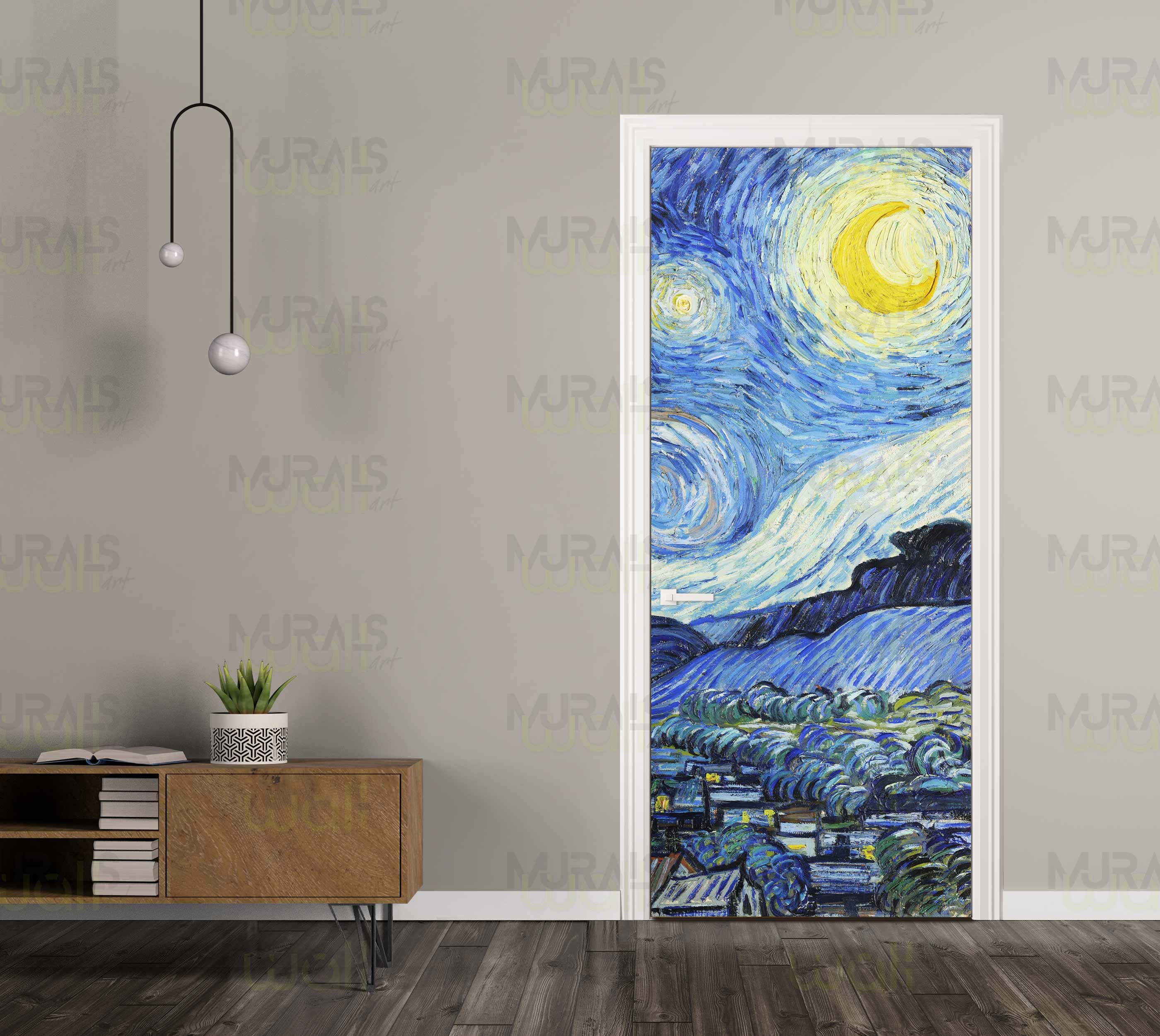 adhesive Van Gogh print Vincent Van Gogh door sticker The Starry Night ...