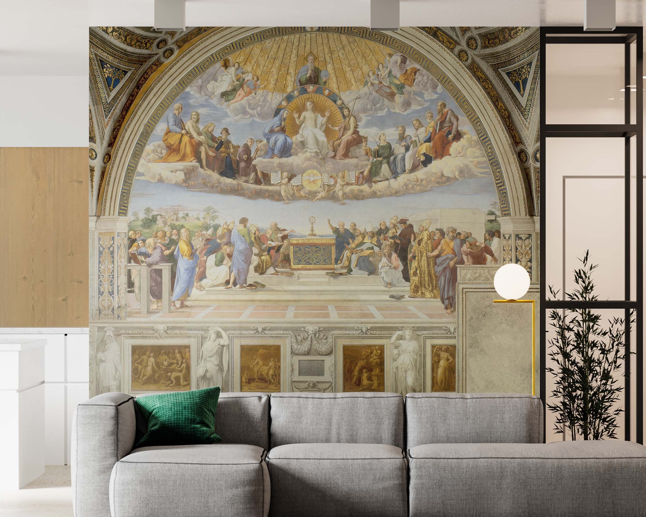 Disputation of the Holy Sacrament by Raffaello Santi Fresco Wallpaper ...