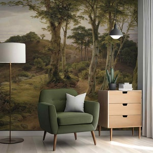 Vintage Forest Mountains Removable Wallpaper Retro Wall Mural Landscape ...
