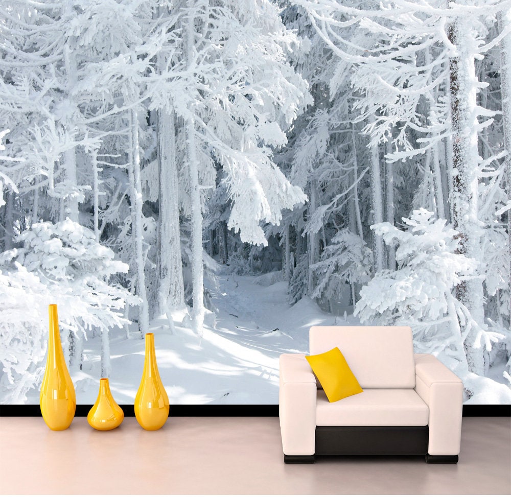 Winter Forest Mural Wallpapers Winter Nature Wall Decals Forest ...