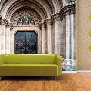 Castle Door Wall Mural Gothic Castle Decal for Living Room Stone Arch ...