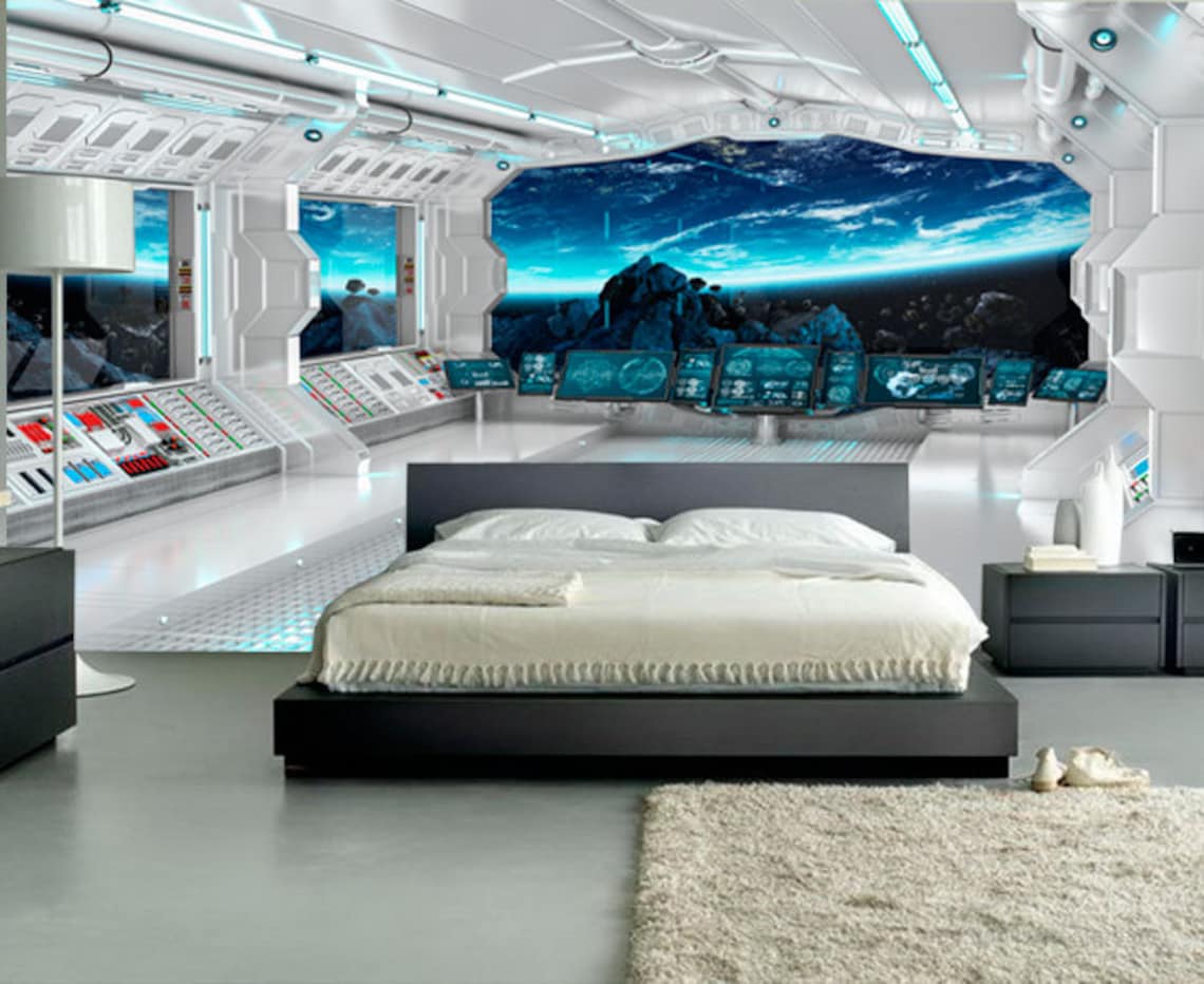 Sci-fi Photo Art Lage Decor Wall Mural Futuristic Spaceship - Etsy ...