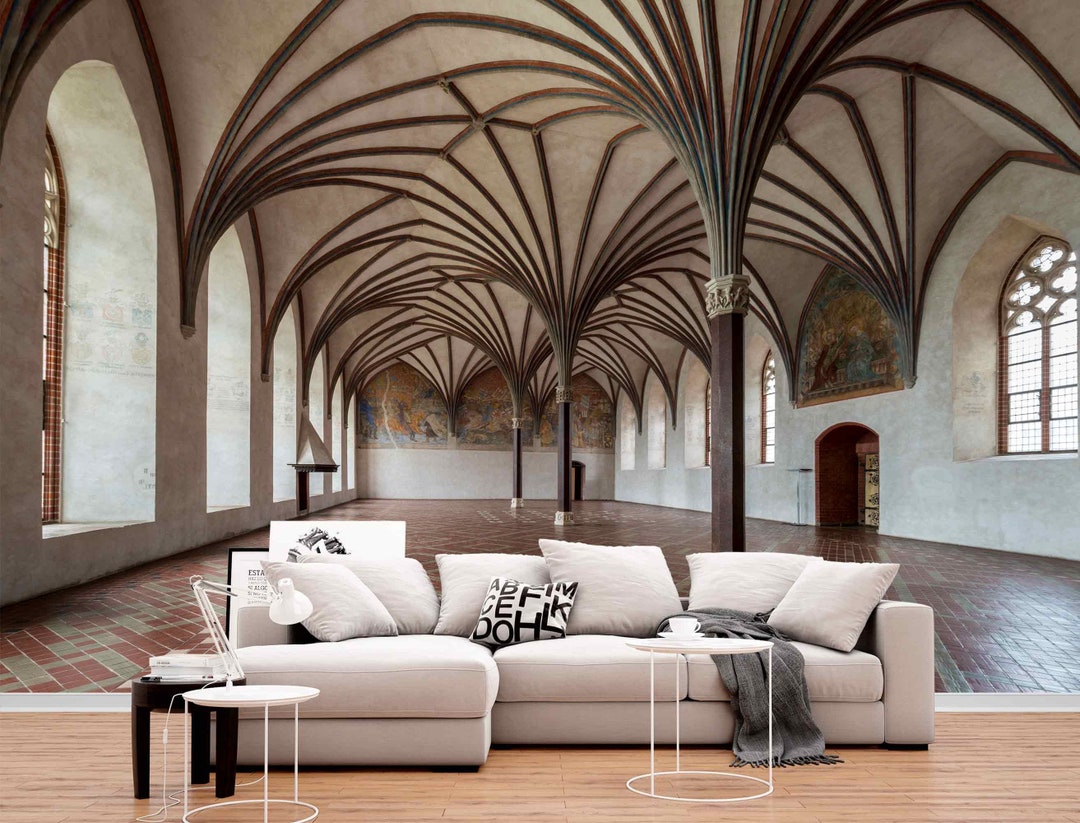 Ancient Castle Wall Mural Gothic Stone Arch Wallpaper - Medieval Castle ...