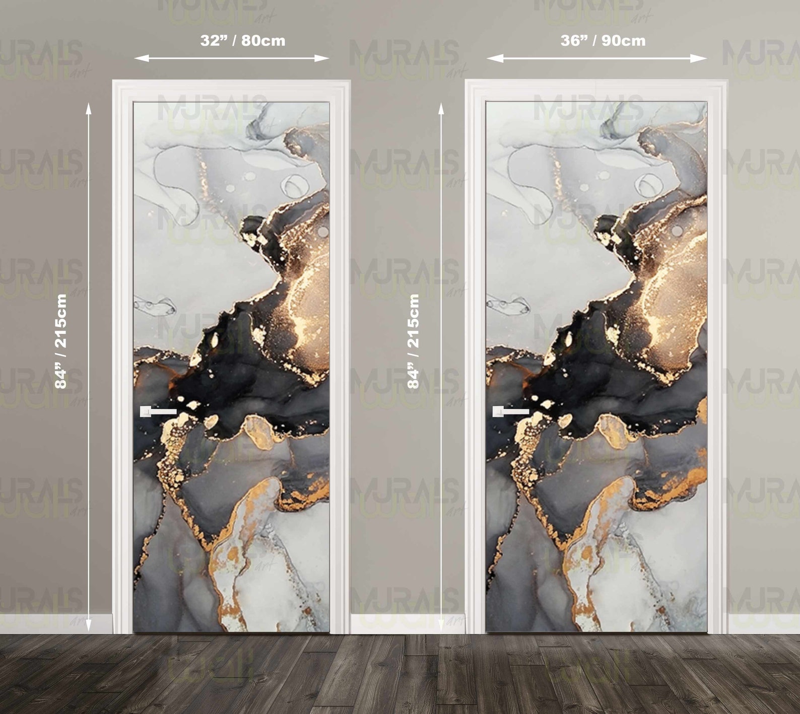 Black Gold Marble Sticker Door Marble Wall Art Self-adhesive Peel ...