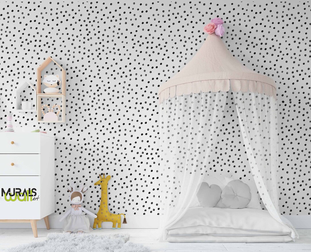 Black and White Dot Wallpaper Dotted Mural Print Points Wall Mural ...