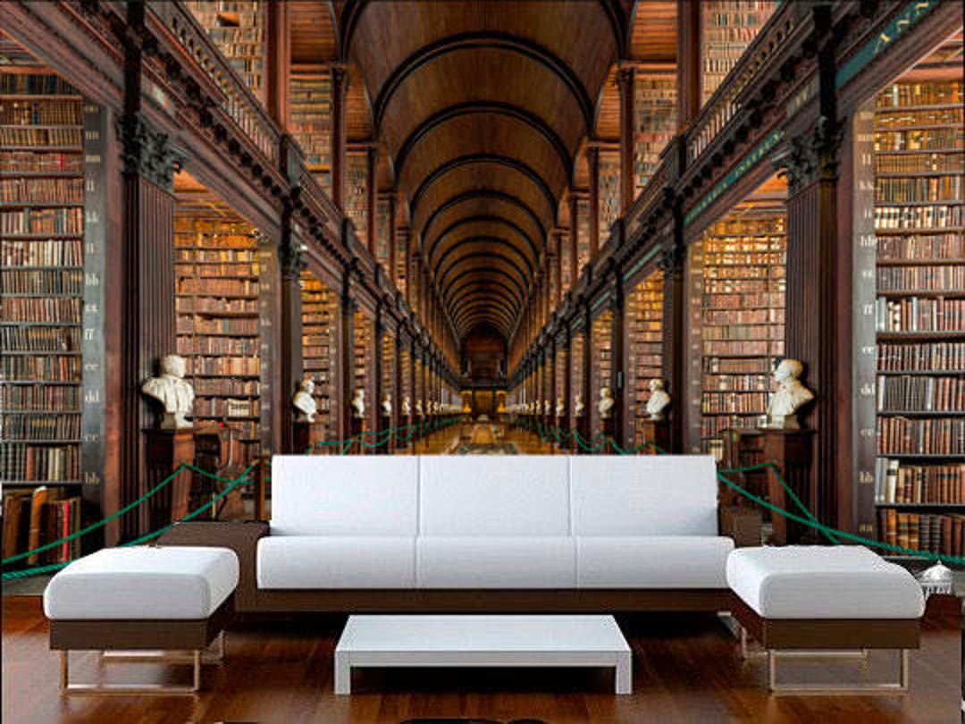 Library Wall Decor Removable Wallpaper Books Library Wallpaper - Etsy