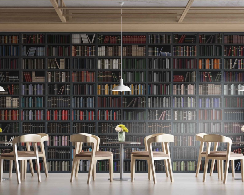 Books Library Mural Wallpaper Living Room Decor Old Library Wall ...