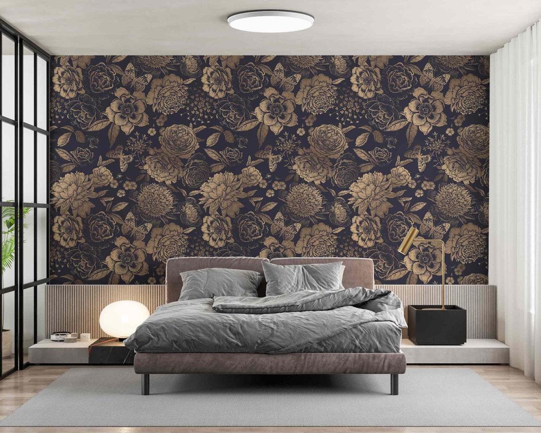 Vintage Flowers Mural Wallpaper Extra Large Wall Mural Floral Big ...