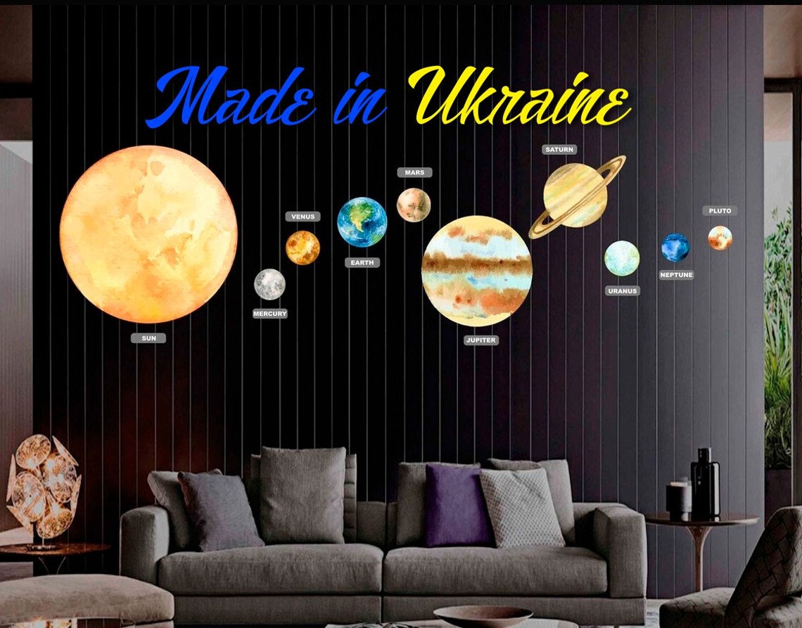 Solar System Wall Decal Sun and Planets Wall Stickers Set Kids - Etsy