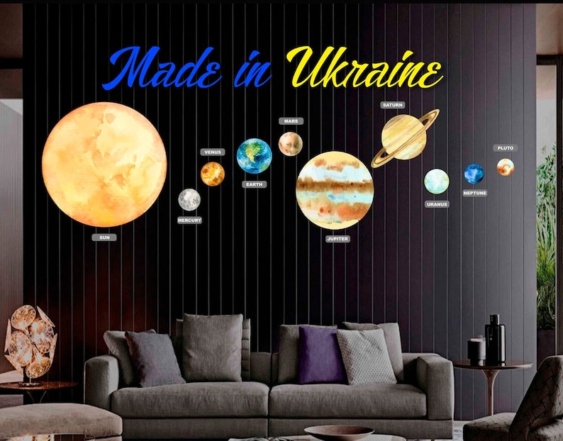 Solar System Wall Decal Sun and Planets Wall Stickers Set Kids - Etsy