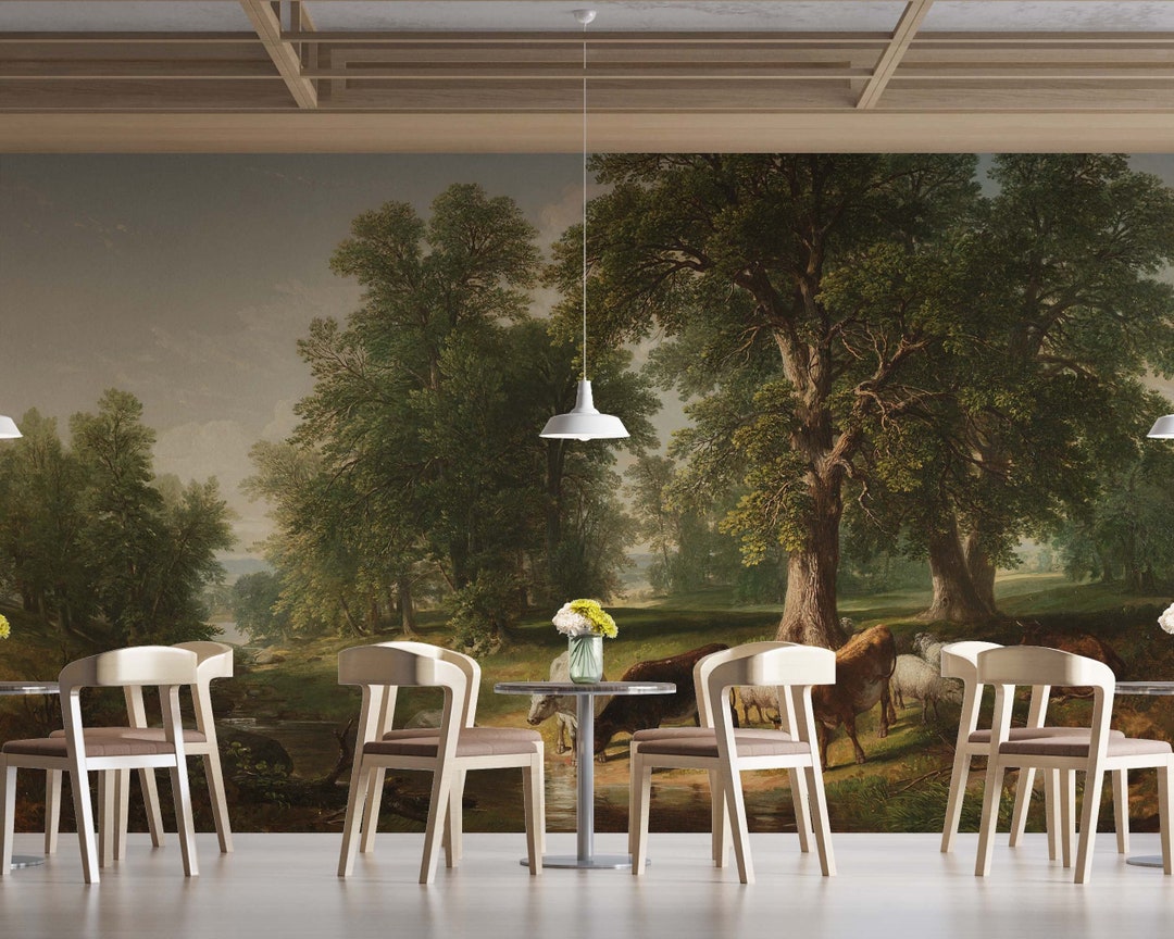 Rural Landscape Removable or Regular Wallpaper Victorian Style Wall Art ...