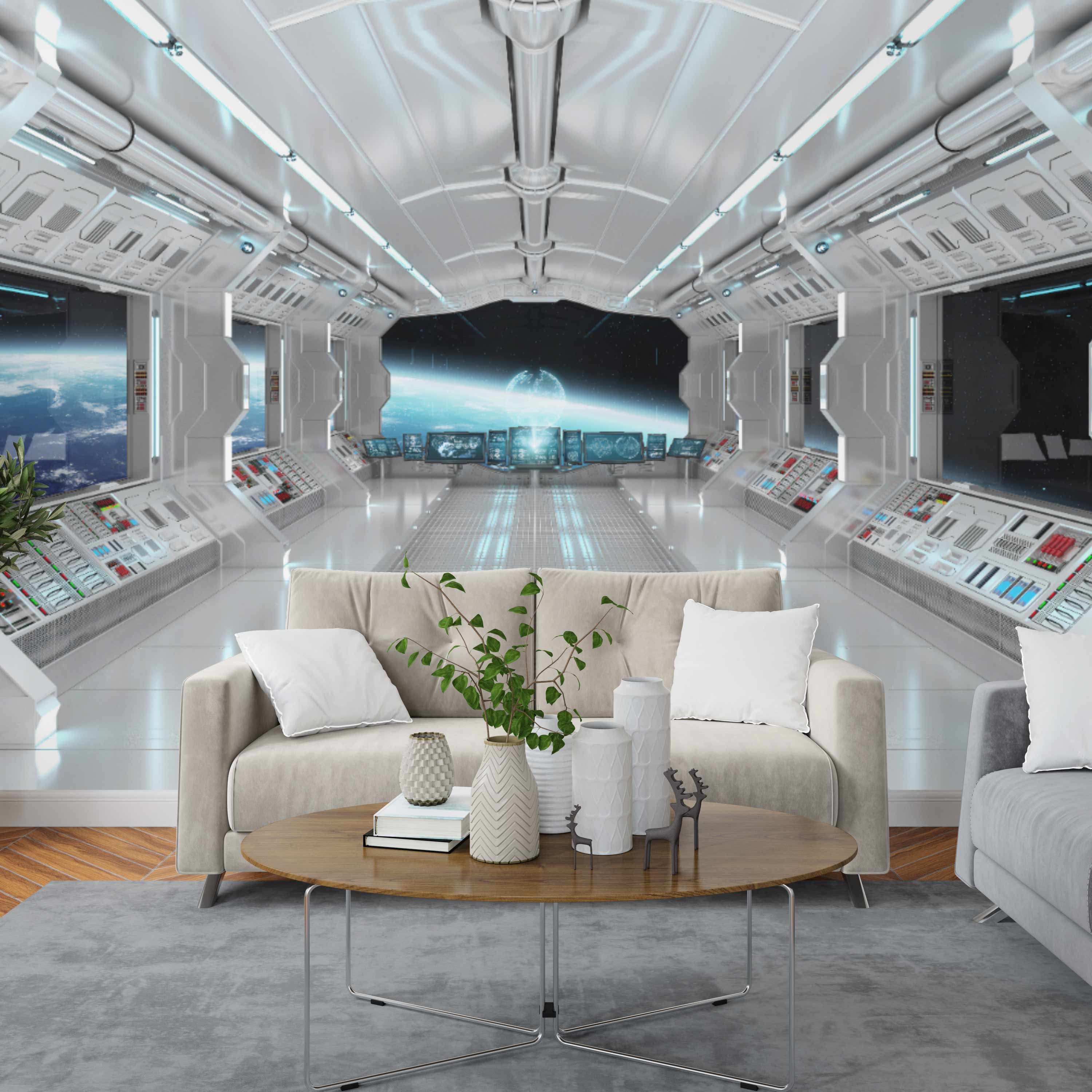 Photo art lage decor sci-fi wall mural Fantastic spaceship | Etsy