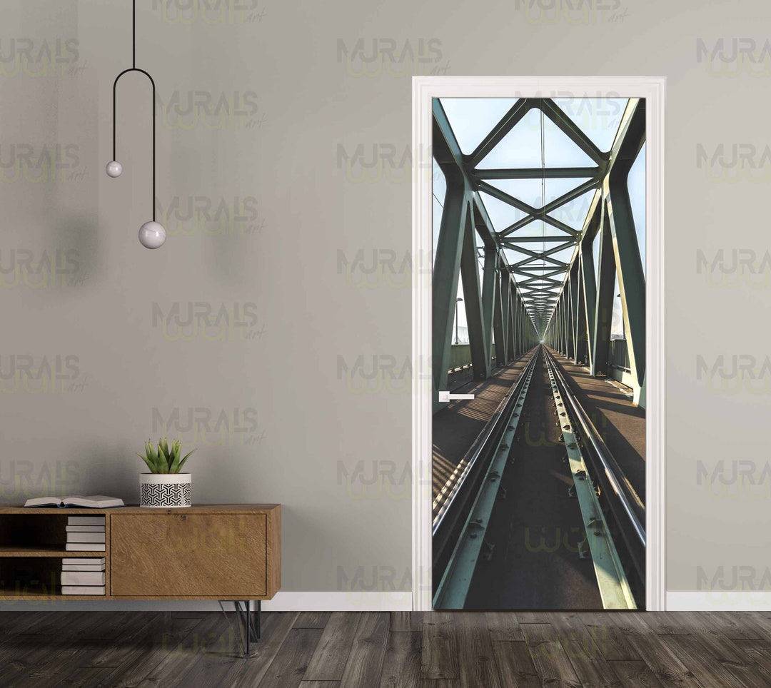 Bridge Decal for Front Door Railway Tracks Door Sticker Peel & Stick 3D ...