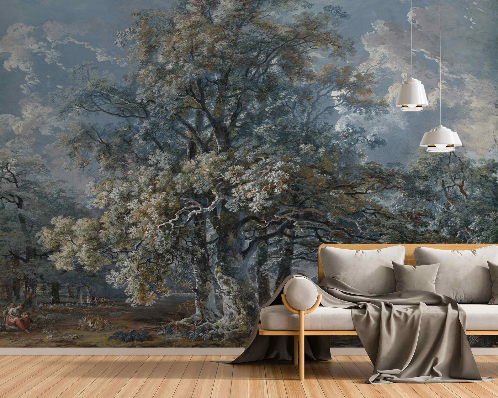 Vintage Forest Wallpaper Mural, Removable Landscape Wall Decor - Etsy